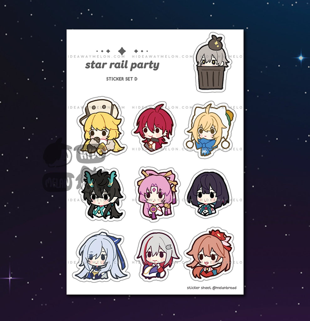 Honkai Star Rail Party Chibis - Vinyl Sticker Sheets – Hideaway Melon